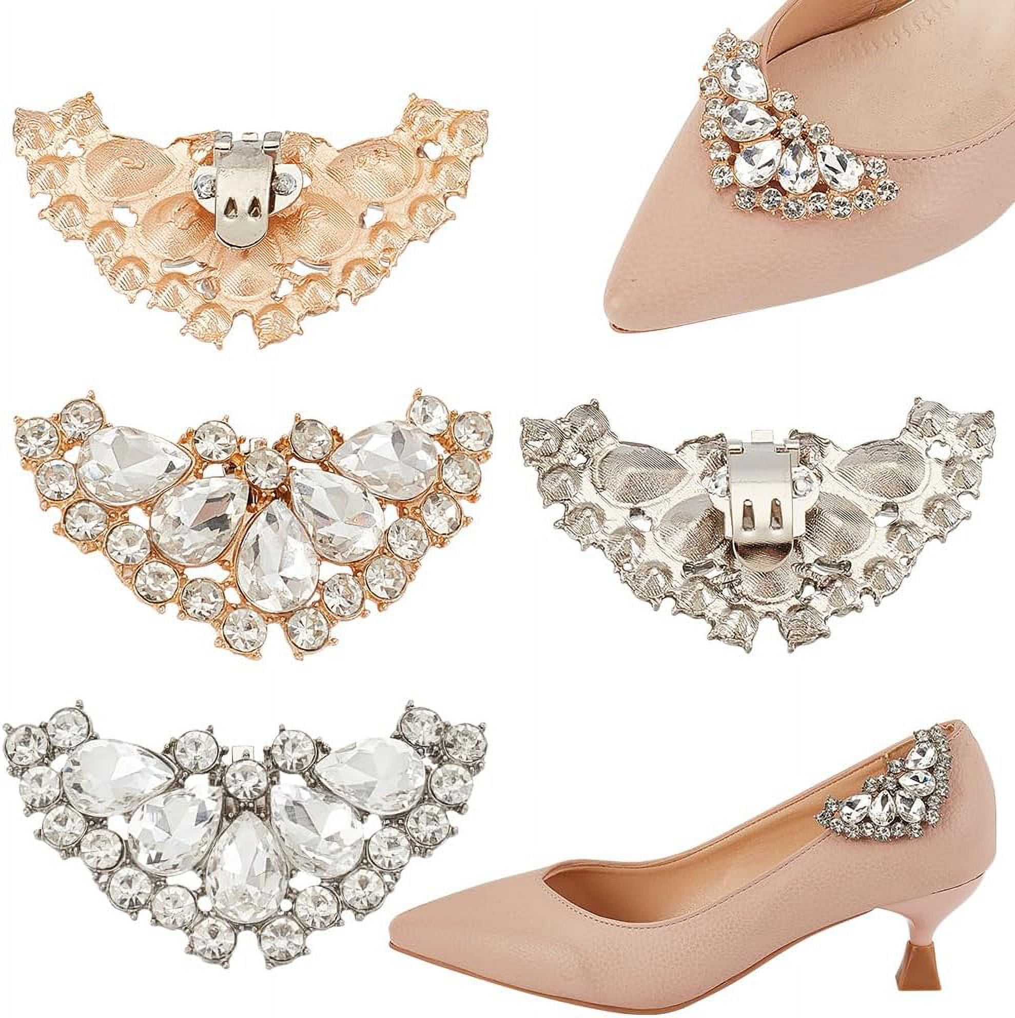 2 Pairs Butterfly Rhinestone Shoe Clips 2 Colors Detachable Crystal ...