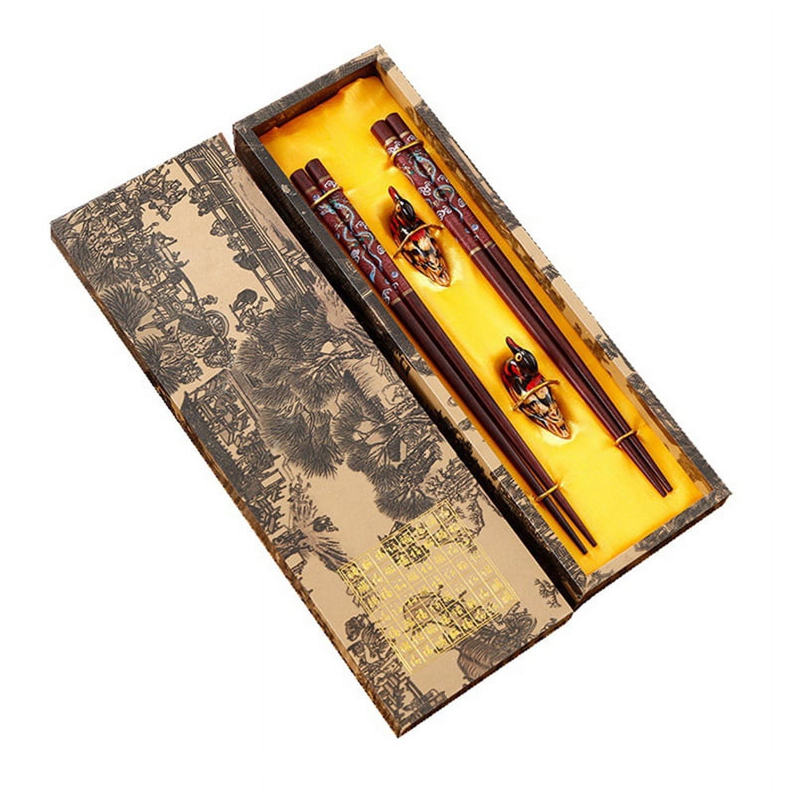 2 Pairs Chopstick Reusable Chinese Chopsticks with Holder, Chinese ...
