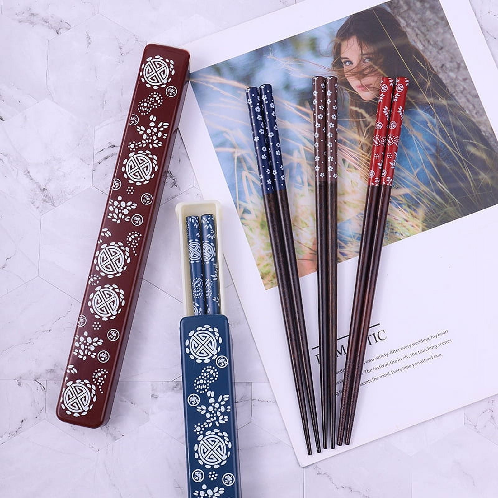 2 Pairs Chopsticks Portable Chopsticks Set with Case Reusable Natural ...