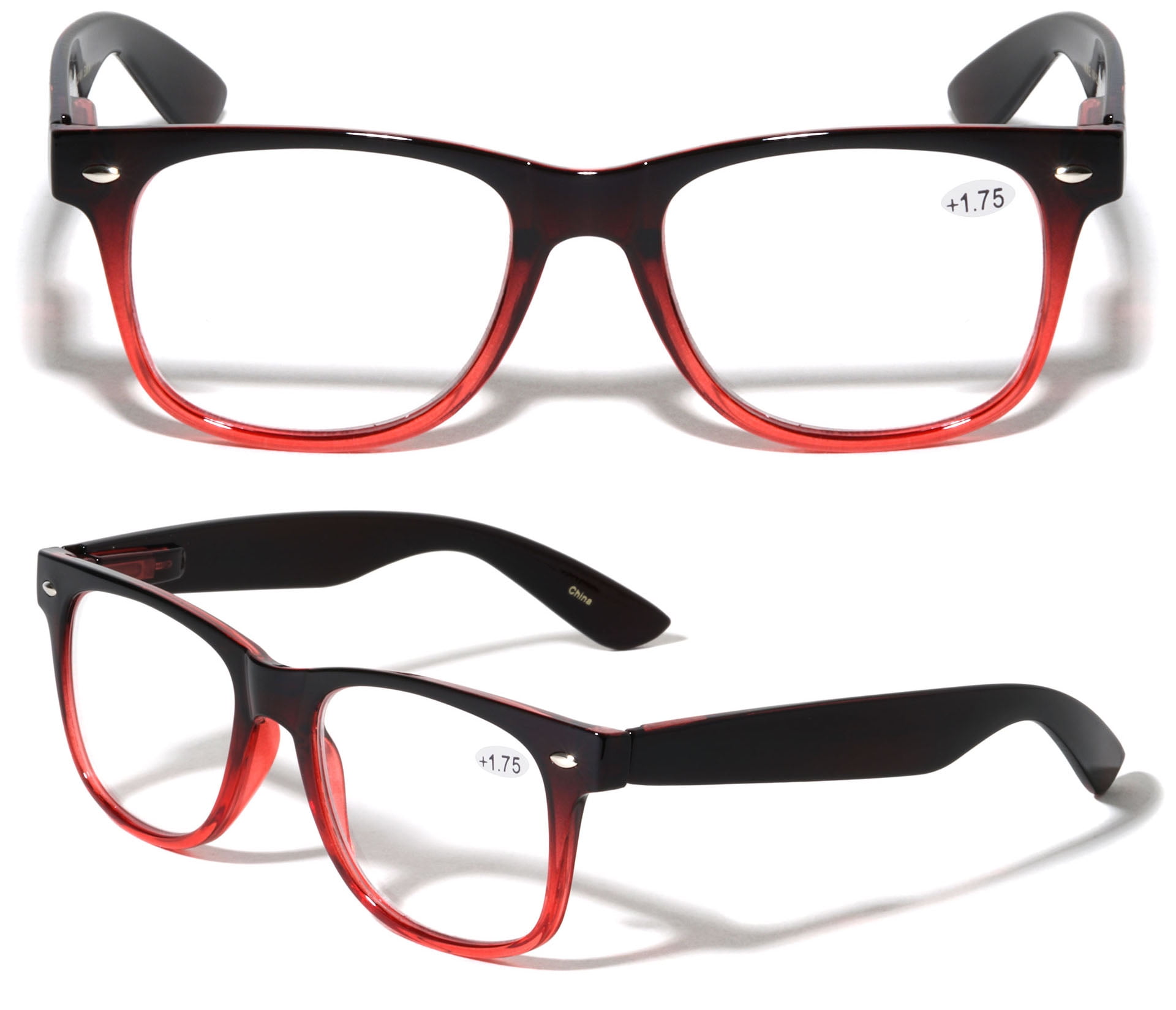 2 Pairs Classic 2-tone Deluxe Reading Glasses - Comfortable Stylish Simple Clear Readers ...