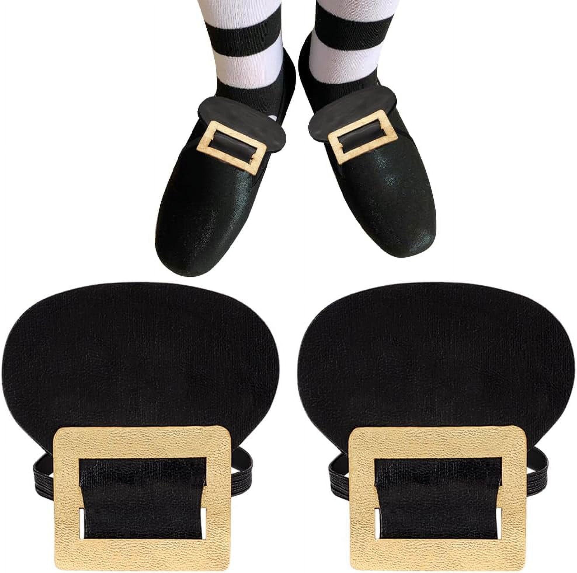 2 Pairs Colonial Shoe Buckle Accessories Black & Gold Shoe Buckles ...