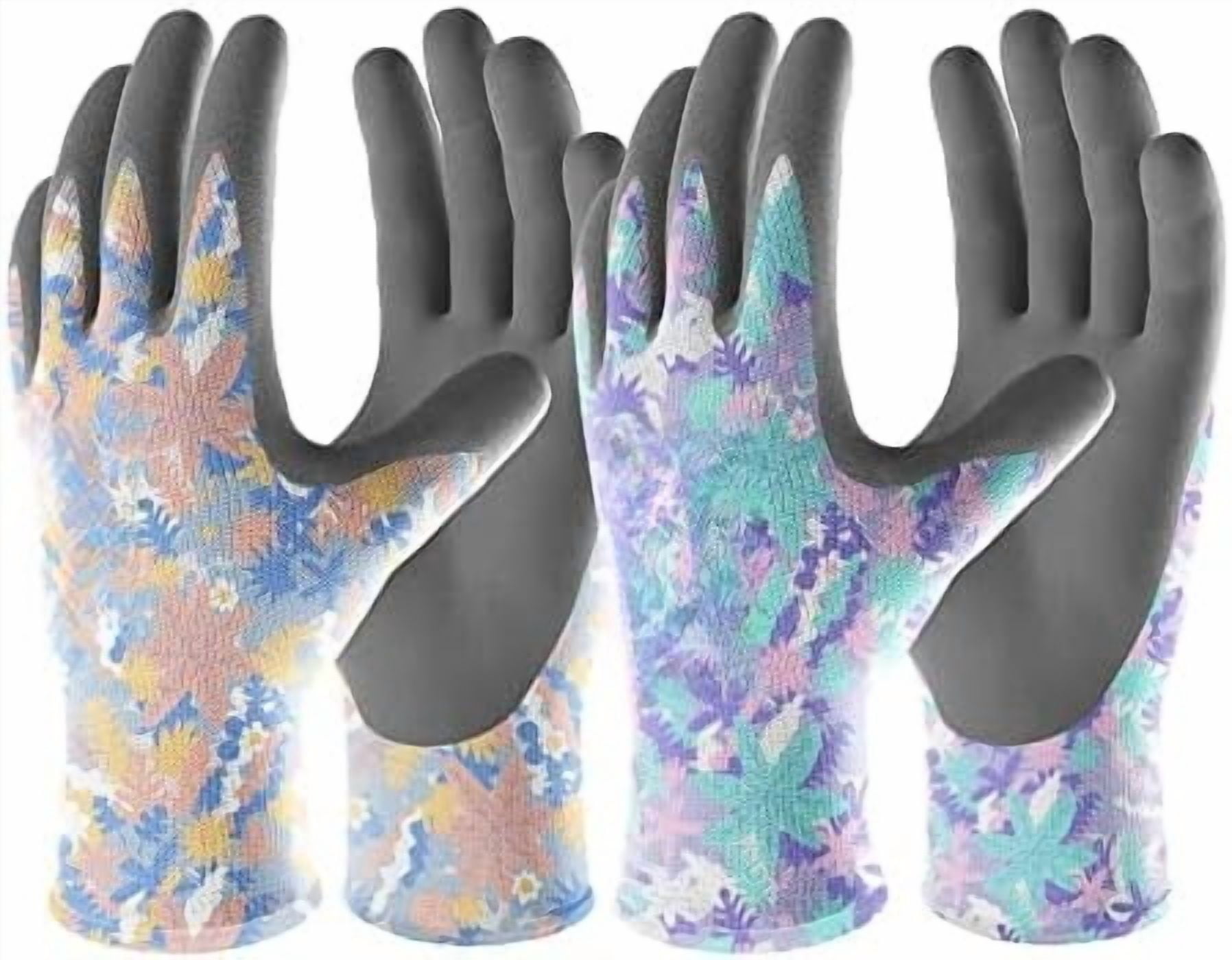 2 Pairs Colorful Gardening Gloves for Women Ladies, Breathable Rubber ...