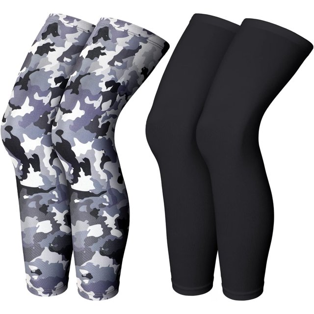 2 Pairs Compression Leg Sleeve Full Length Leg Sleeves Sports Cycling ...