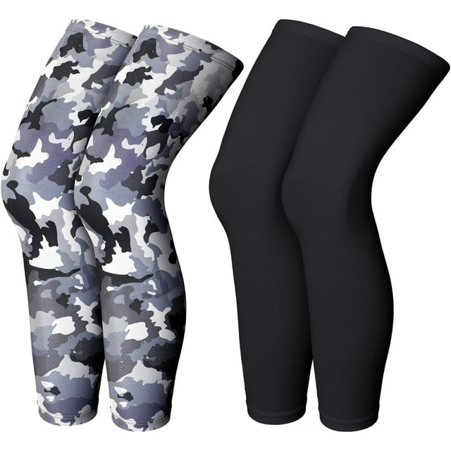 2 Pairs Compression Leg Sleeve Full Length Leg Sleeves Sports Cycling ...