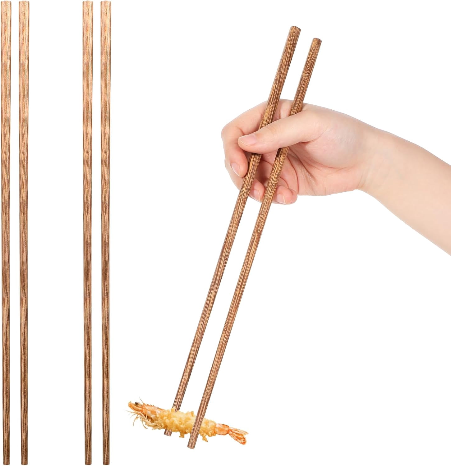 2 Pairs Cooking Chopsticks Long, 12.6 Inches Wooden Cooking Chopsticks ...
