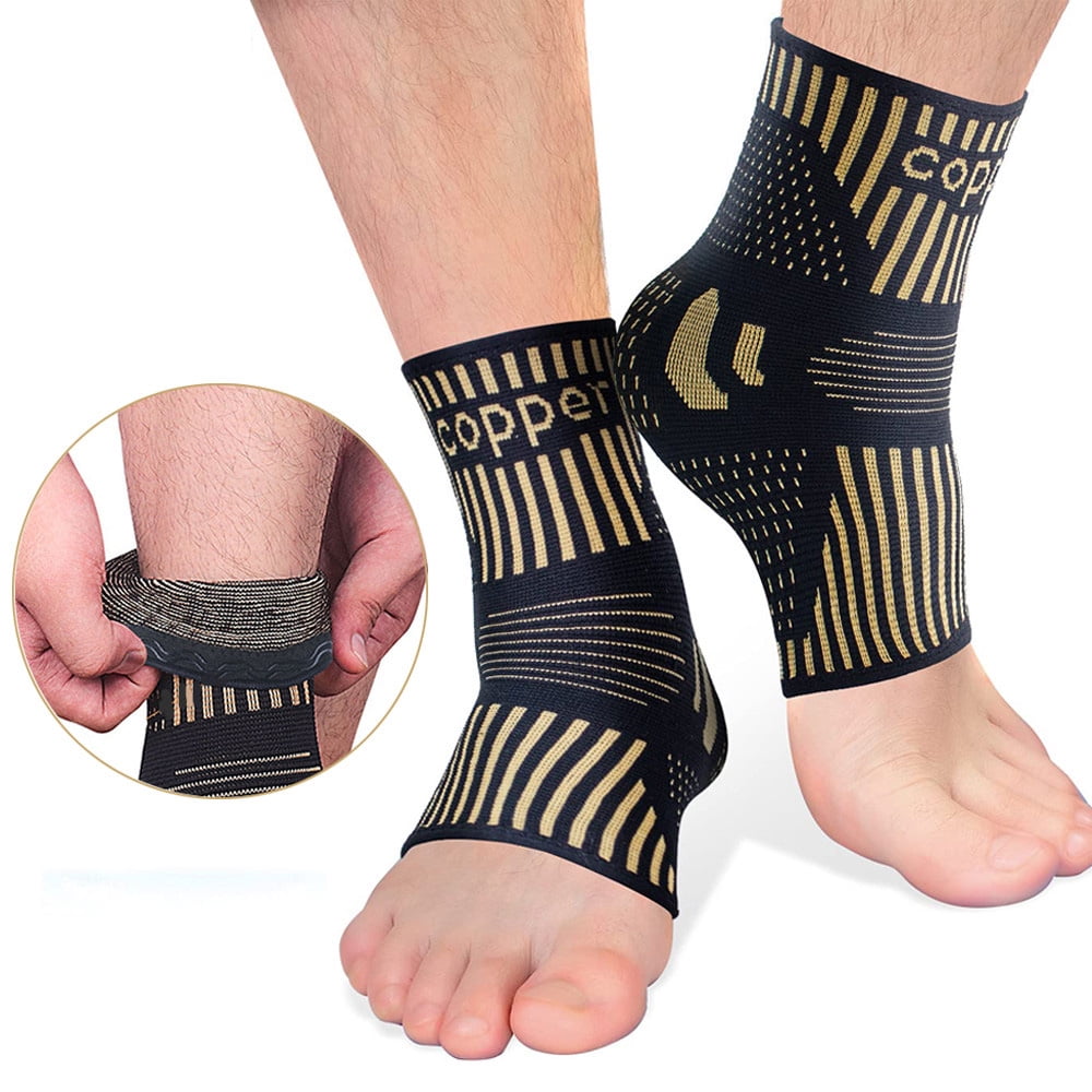 2 Pairs Copper Ankle Brace, Copper Infused Ankle Support Compression ...