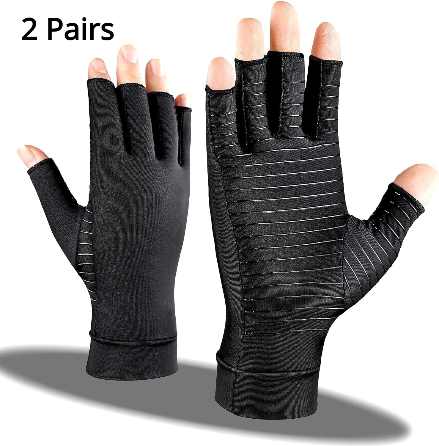 2 Pairs Copper Arthritis Compression Gloves Women Men Rheumatoid ...