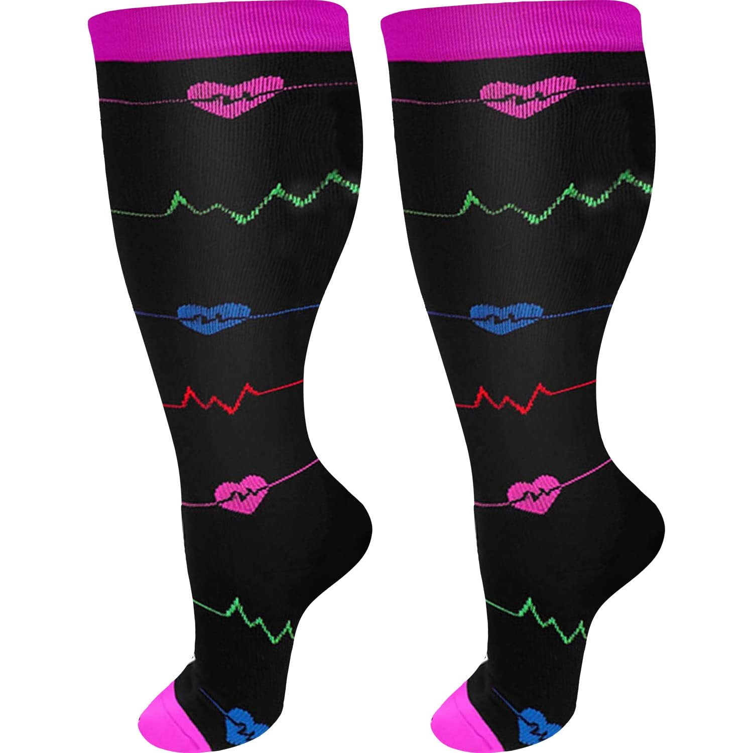 2 Pairs Copper Compression Socks for Plus Size Women & Men Circulation ...