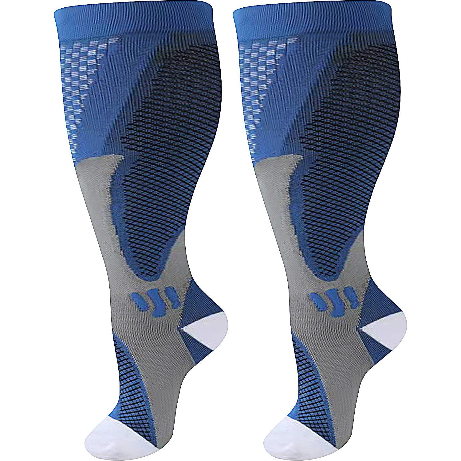 2 Pairs Copper Compression Socks for Plus Size Women & Men Circulation ...