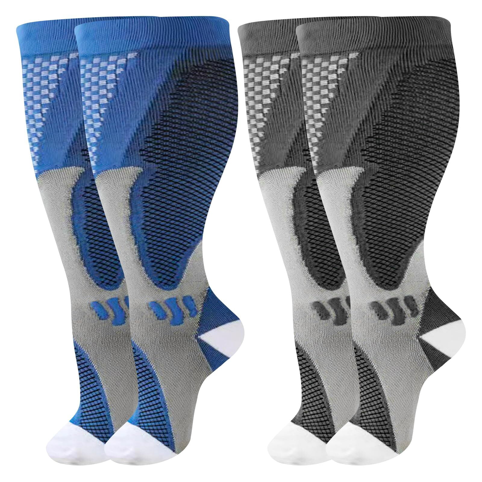 2 Pairs Copper Compression Socks for Women & Men Circulation 15-20 mmHg ...