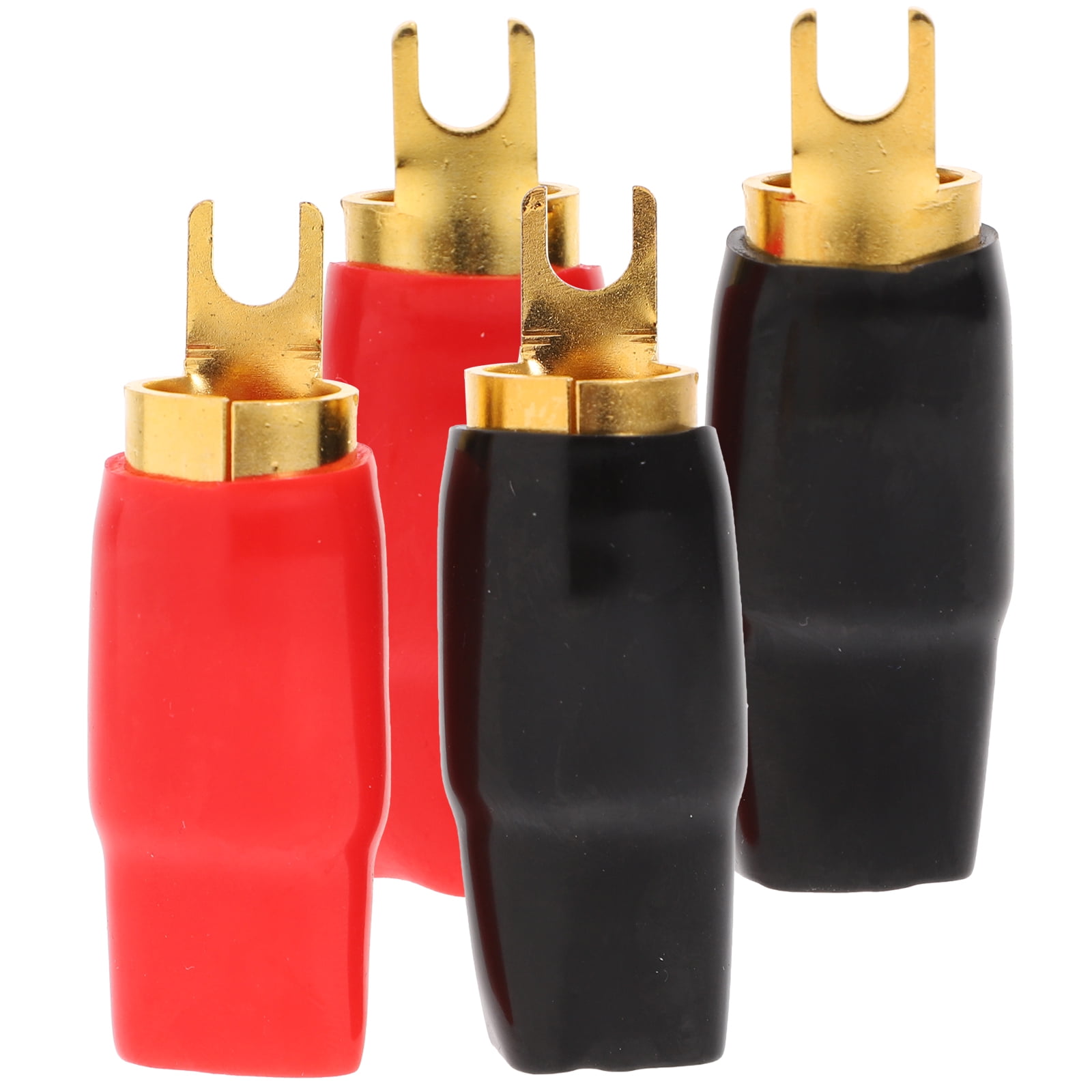 2 Pairs Copper Gold Plated 0 Gauge Spade Terminal Crimp Connectors ...