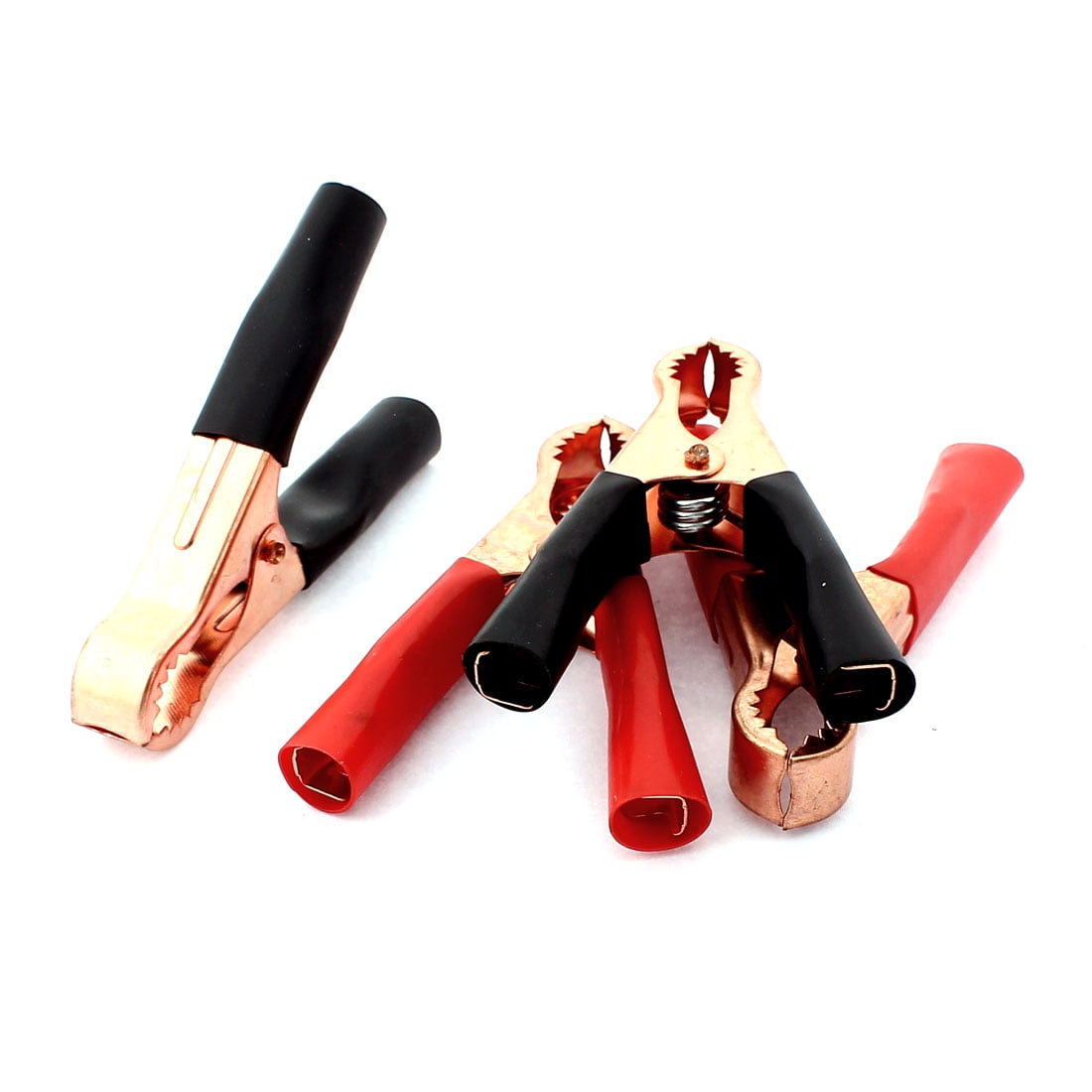 2 Pairs Copper Plated Insulated Car Battery Clips Alligator Clamps 50A ...