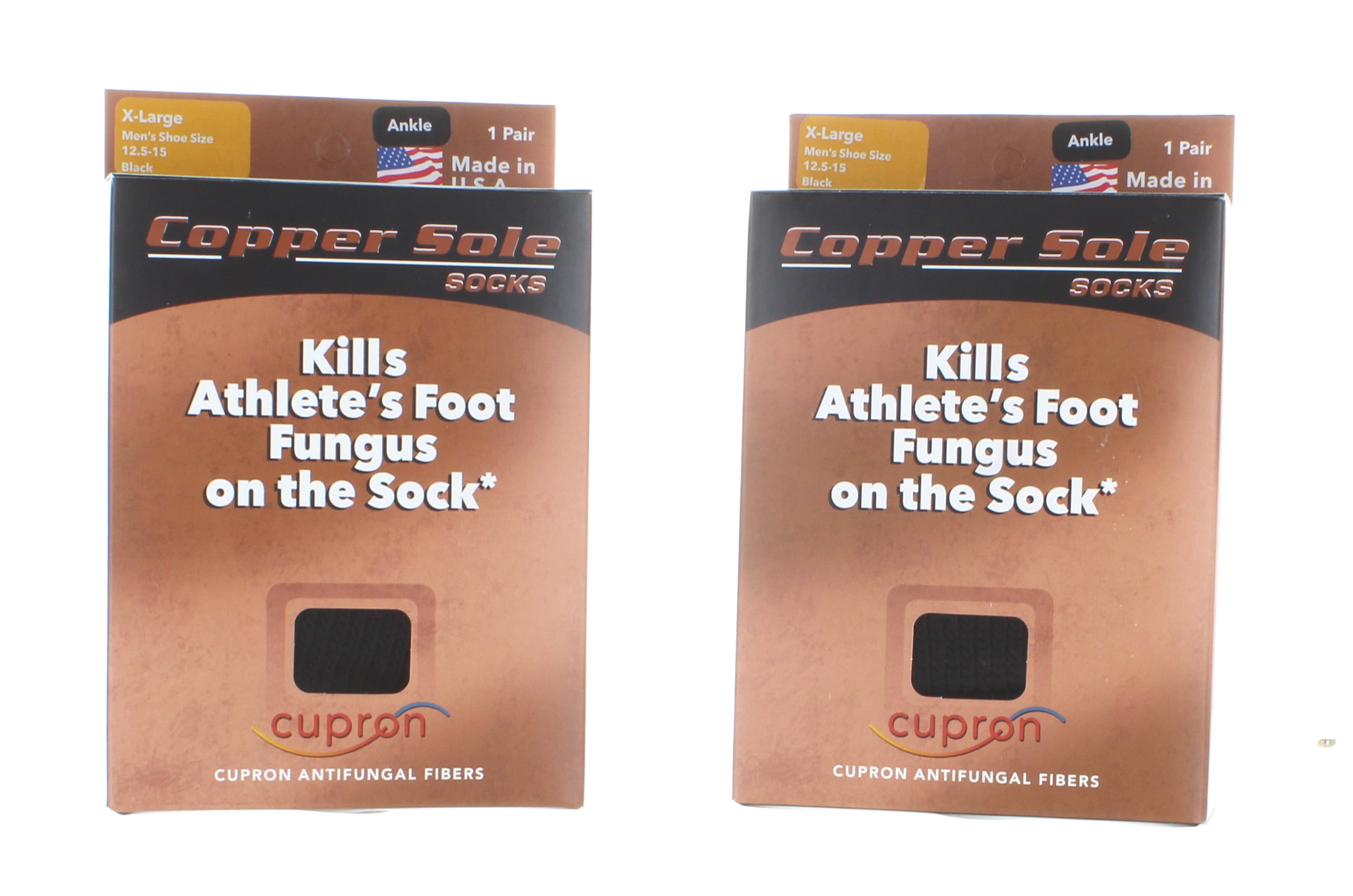 2 Pairs Copper Sole Black Ankle Socks XLarge - Walmart.com