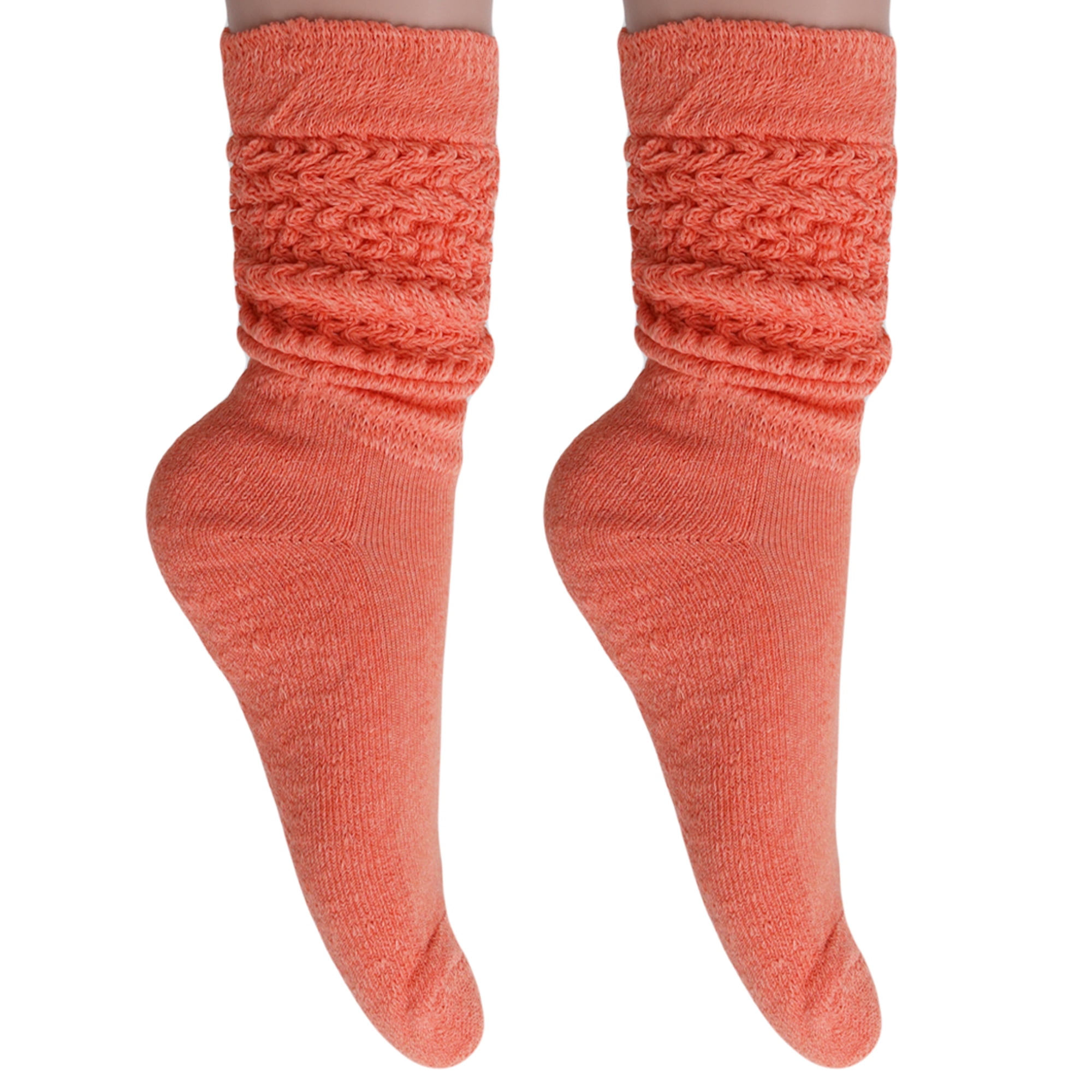 2 Pairs Cotton Slouch Knee High Socks Shoe Size 5-10 (Peach) from AWS ...