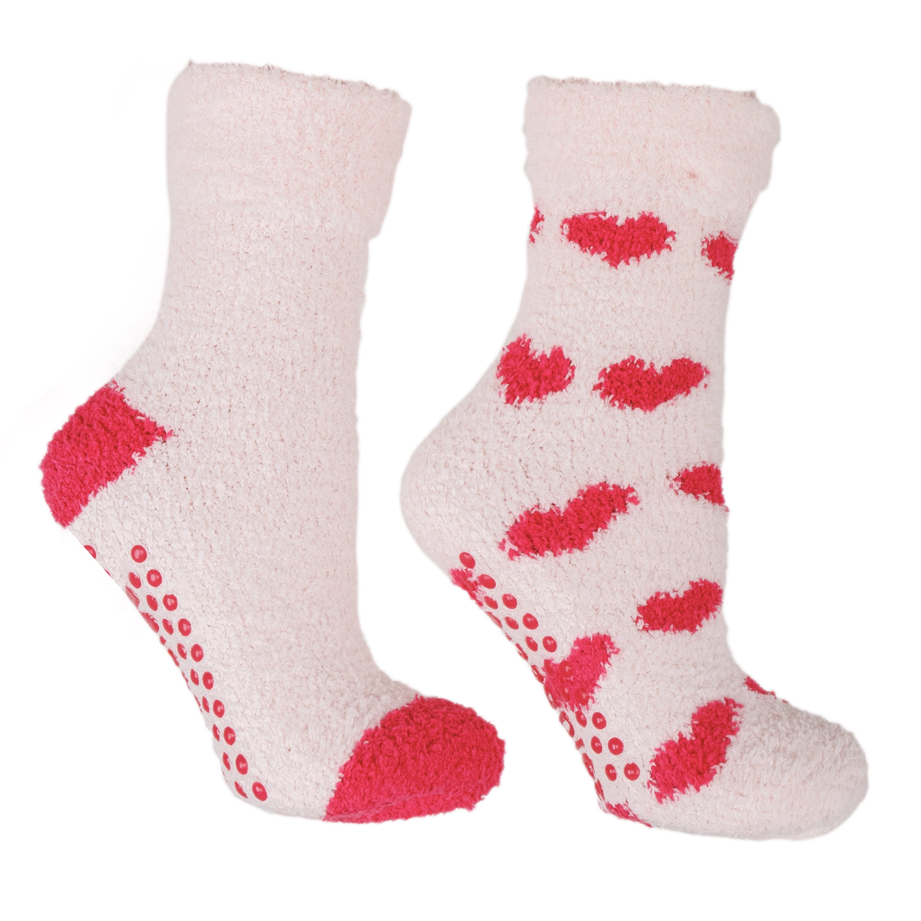 2 Pairs Cozy Chenille Socks [One with Hearts, One Solid] | Lavender ...