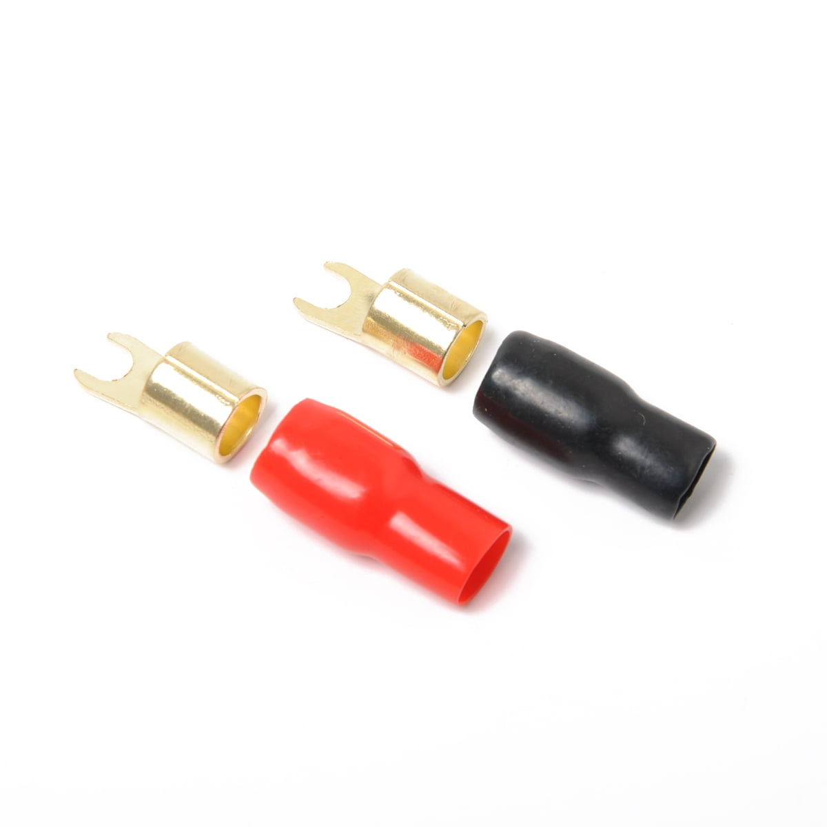 2 Pairs Crimp Barrier Spades Spade Fork Adapters Speaker Wire ...