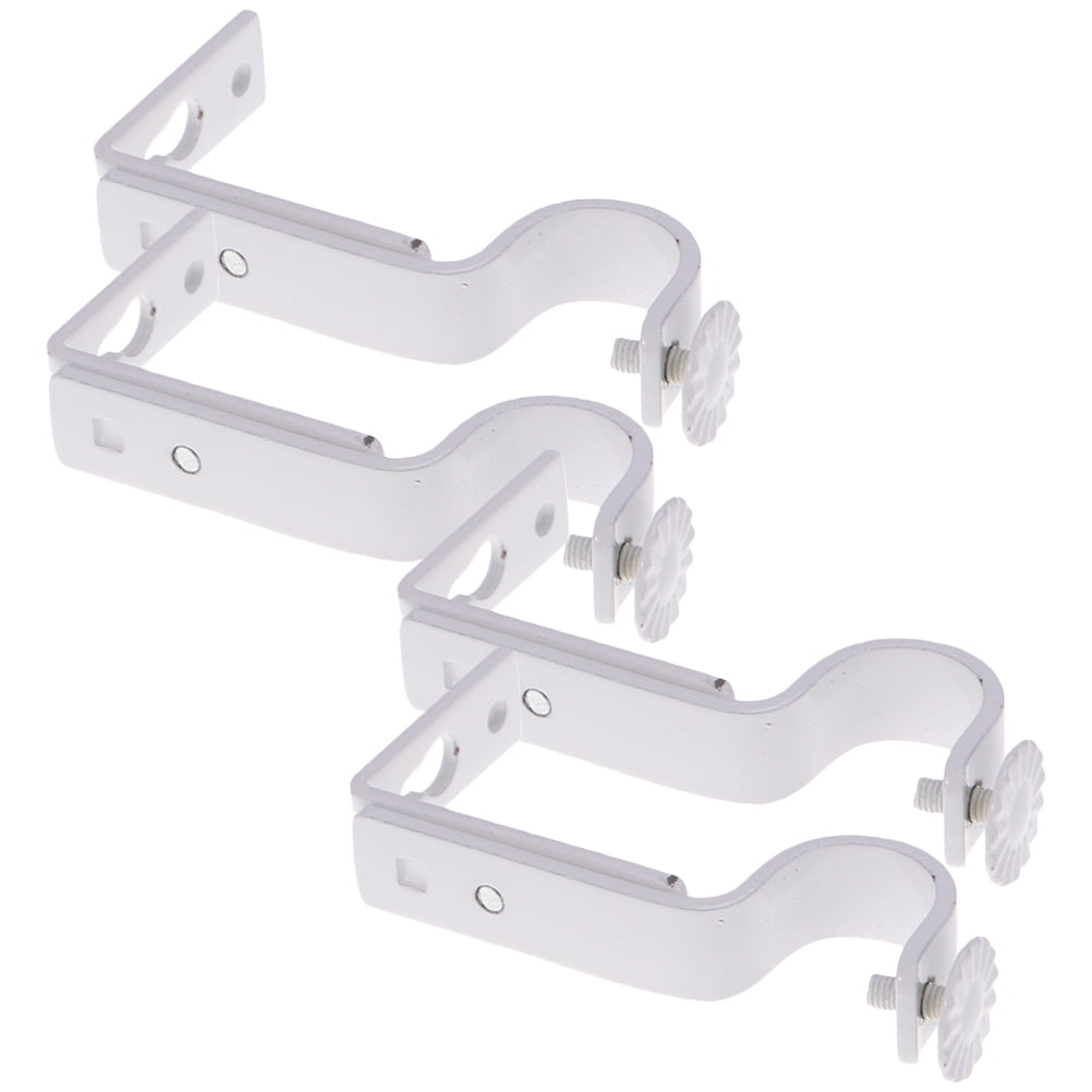 NIAIZEK Heavy Duty Adjustable White Iron Alloy Curtain Rod Bracket Set ...