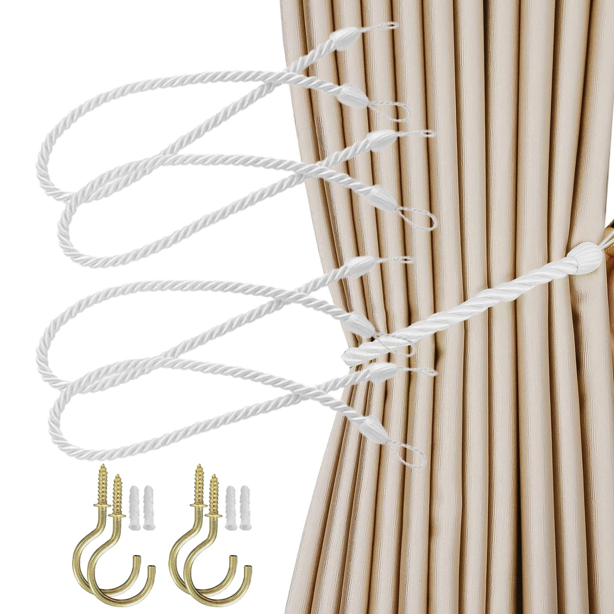 2 Pairs Curtain Tiebacks Ropes Tie-Backs, Handmade Curtain Holdbacks ...