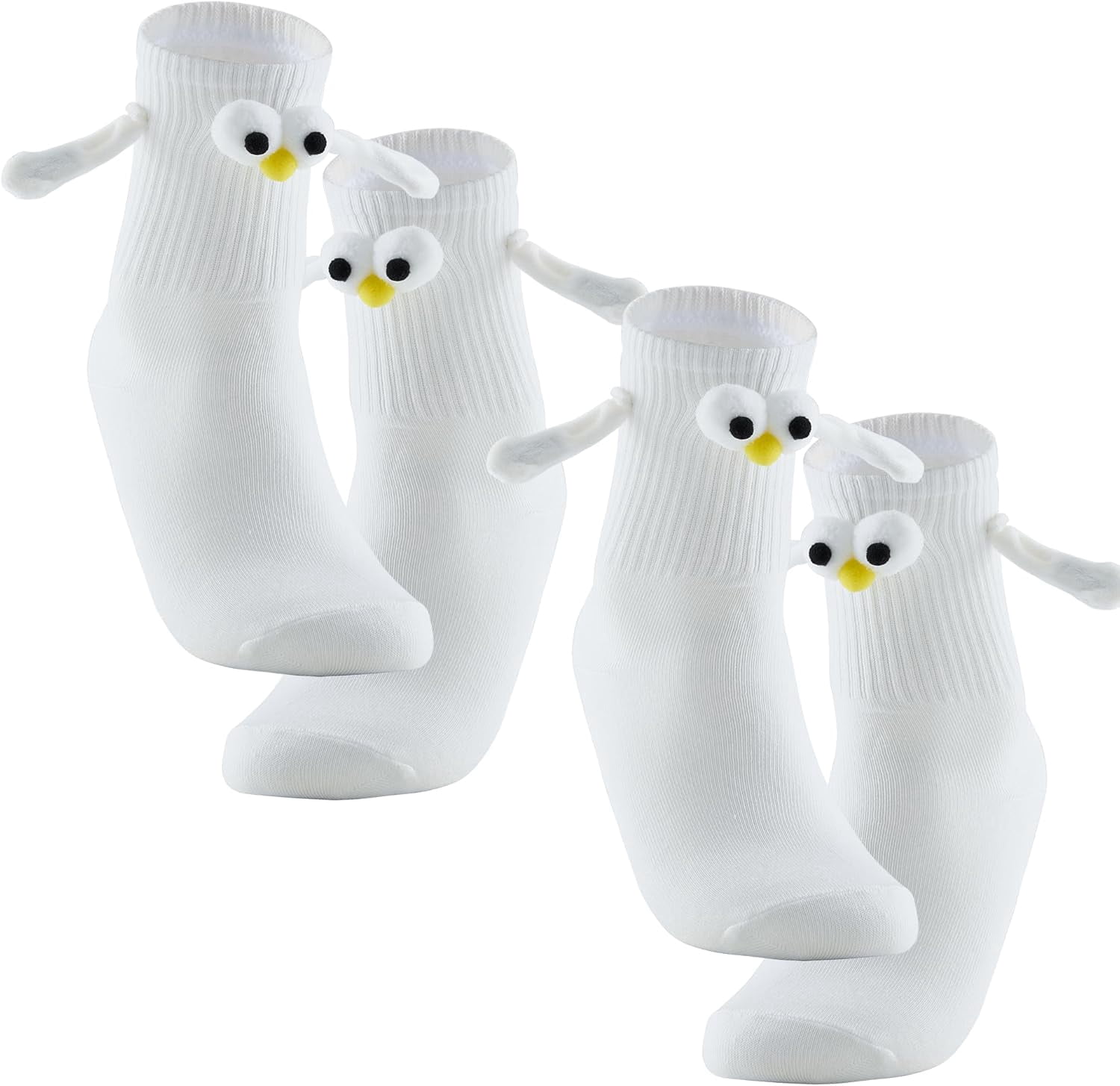 2 Pairs Cute Big Eyes Hand in Hand Friendship Socks - Breathable Cotton ...