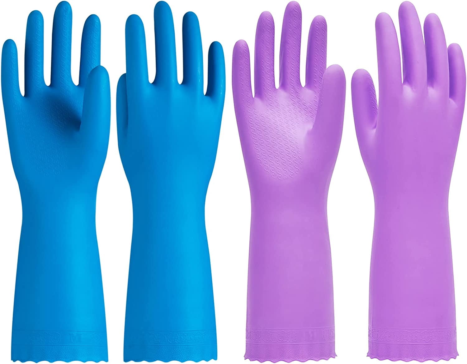 2 Pairs Dishwashing Cleaning Gloves with Latex free, Cotton lining ...