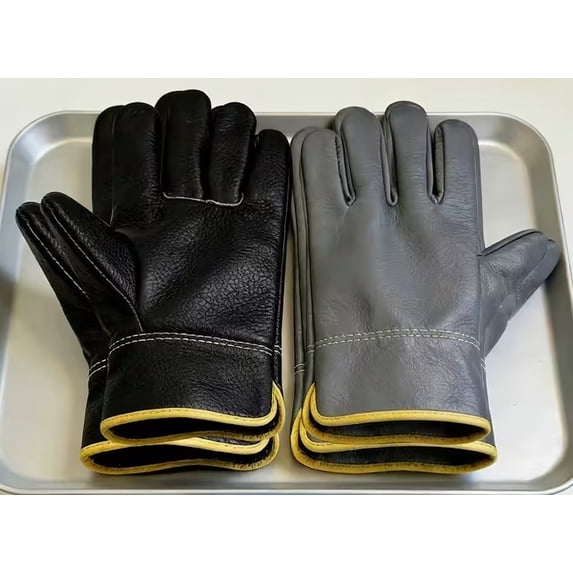 2 Pairs Durable Gardening Gloves, Leather Gloves, Work Gloves, One Size ...