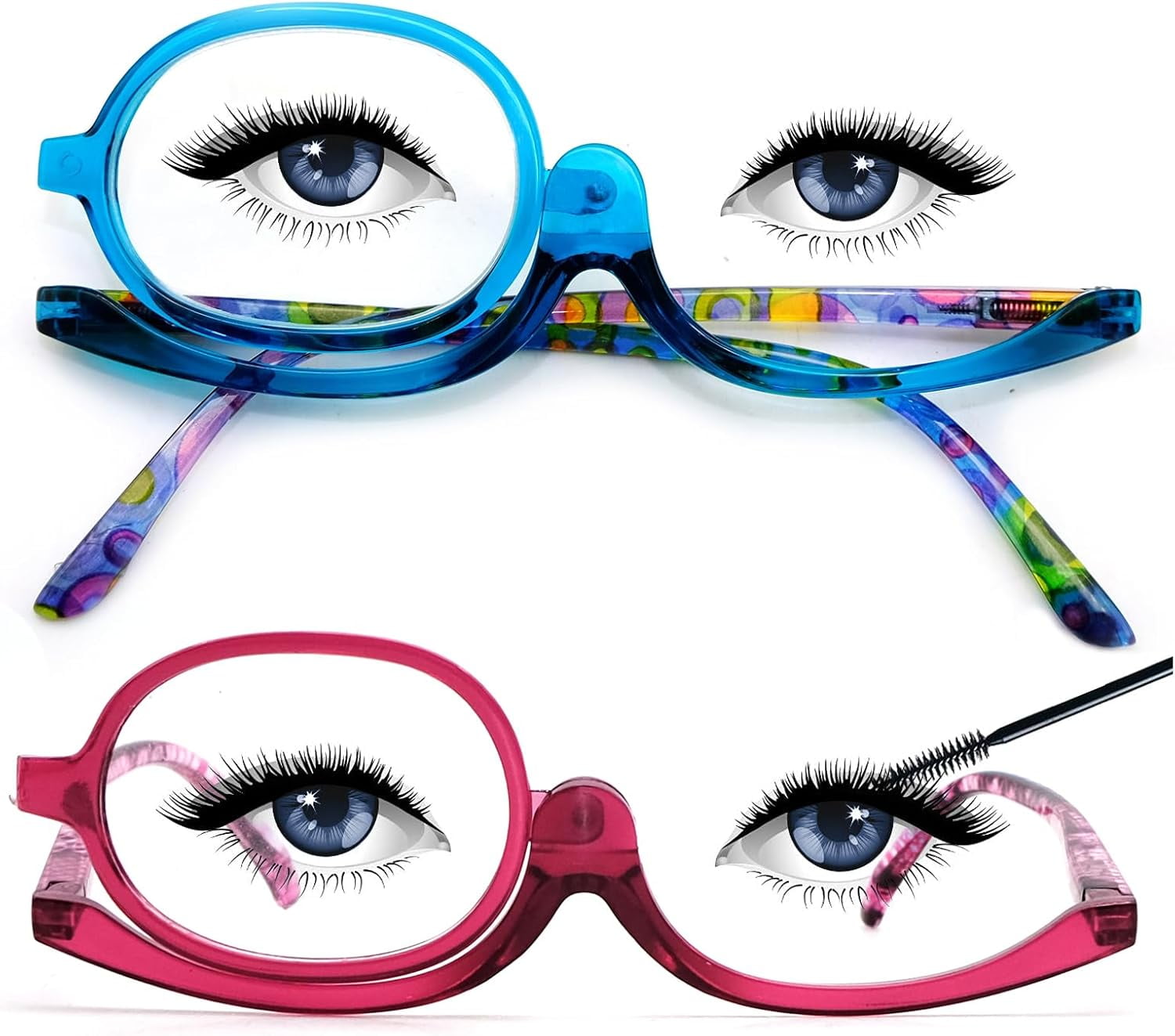2 Pairs Eye Make Up Reading Glasses Womens Magnifying Cosmetic Readers ...