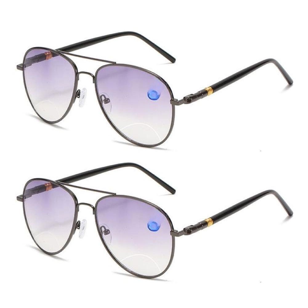 2 Pairs of Fashion Bifocal Gunmetal Reading Sunglasses for Men And ...