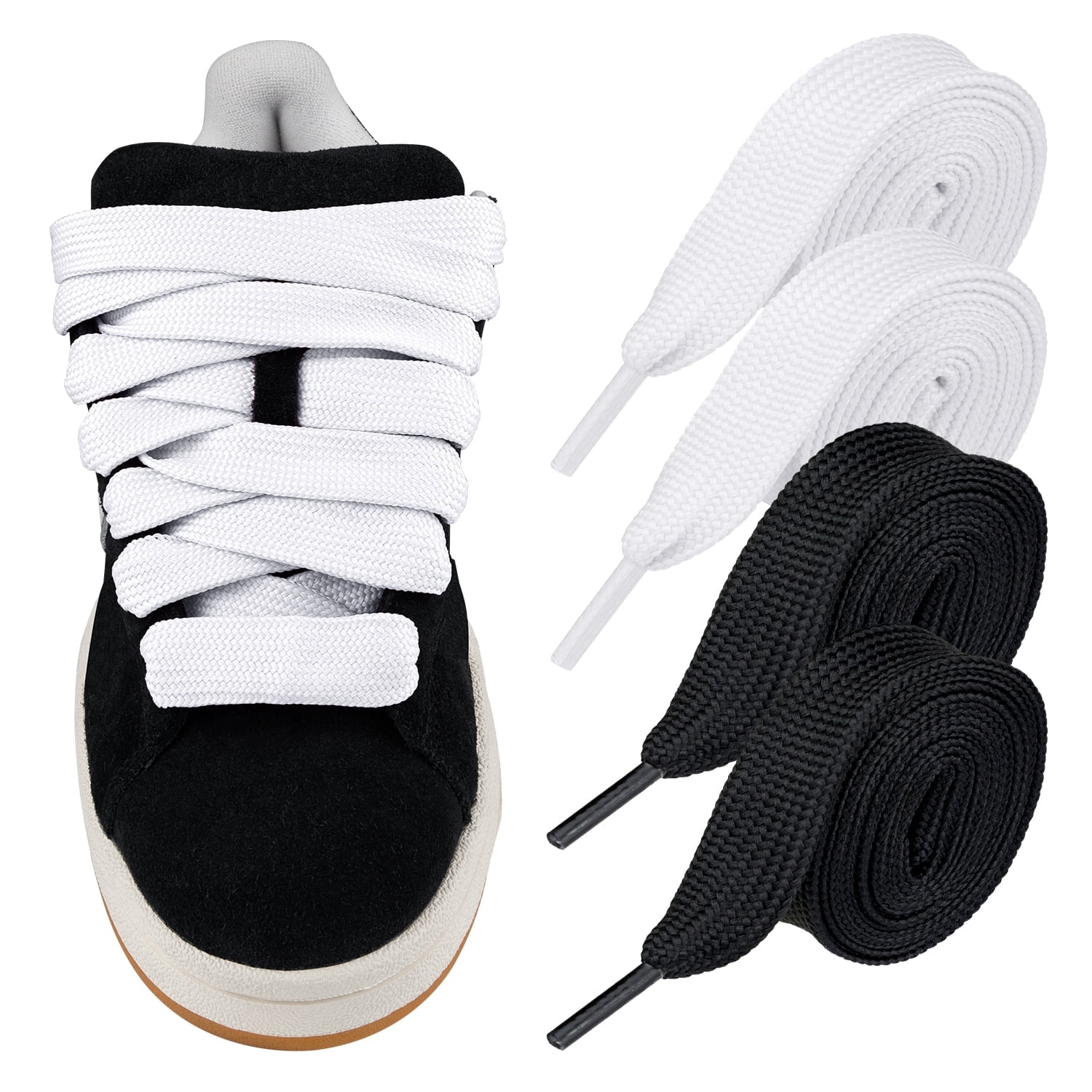 2 Pairs Fat Shoelaces for Adidas Campus 2CM Thick Flat Wide Jumbo ...