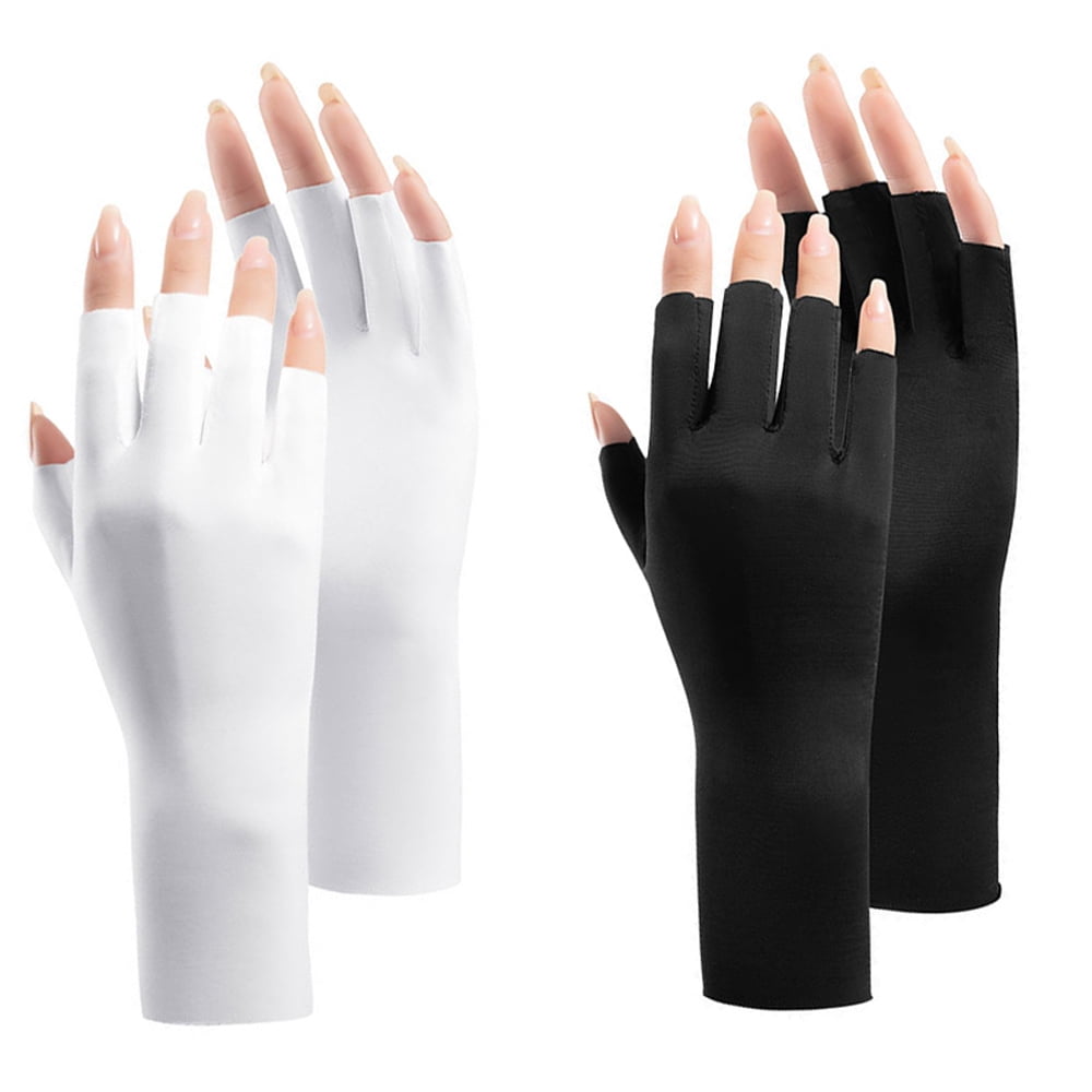 2 Pairs Fingerless Sunblock Gloves Summer Gloves Protection Driving ...