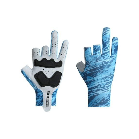 2 Pairs Fishing Gloves - 3 Finger Design For Angling, Blue Color With ...