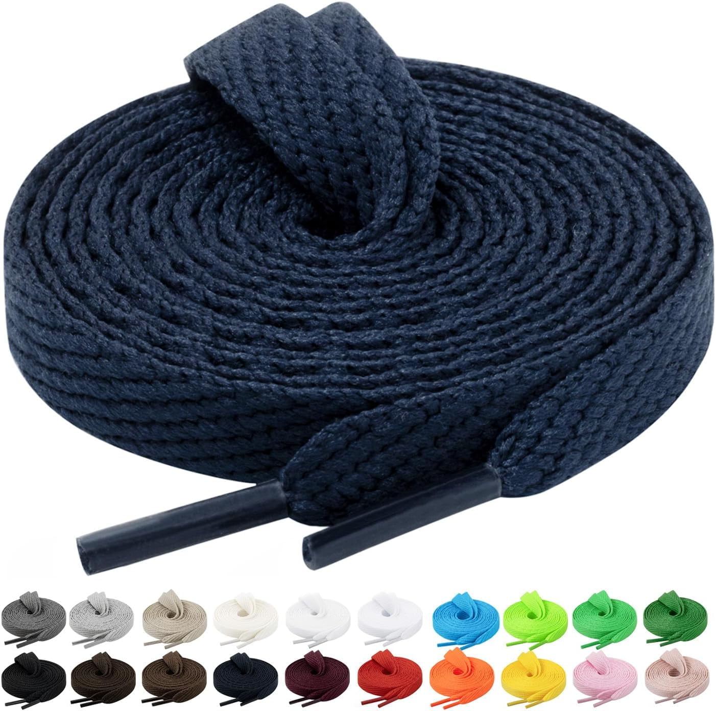 2 Pairs Flat Sneaker Shoe Laces 2/5" in 20 Colors, Wide Shoelaces for ...