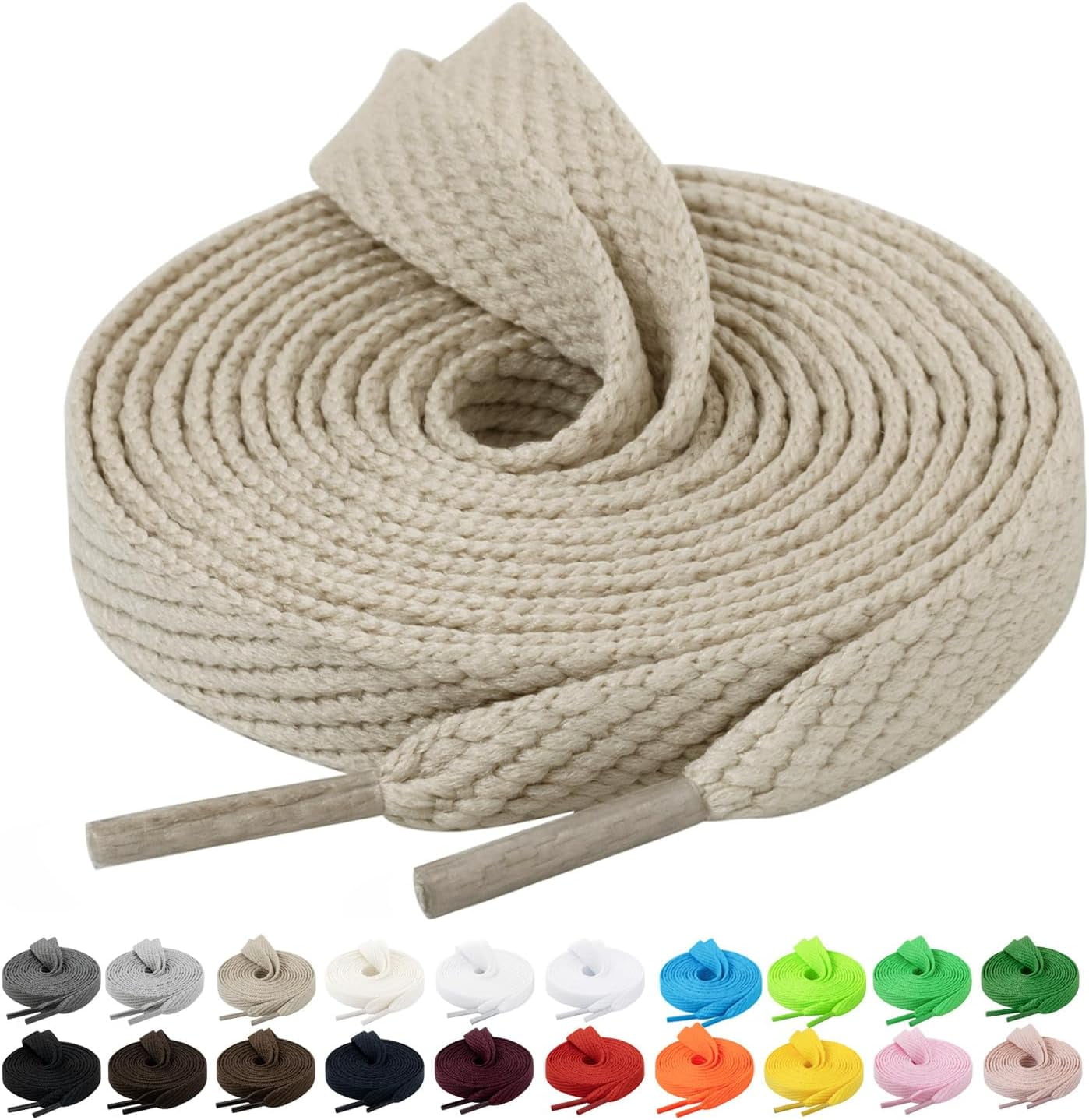 2 Pairs Flat Sneaker Shoe Laces 2/5" in 20 Colors, Wide Shoelaces for ...