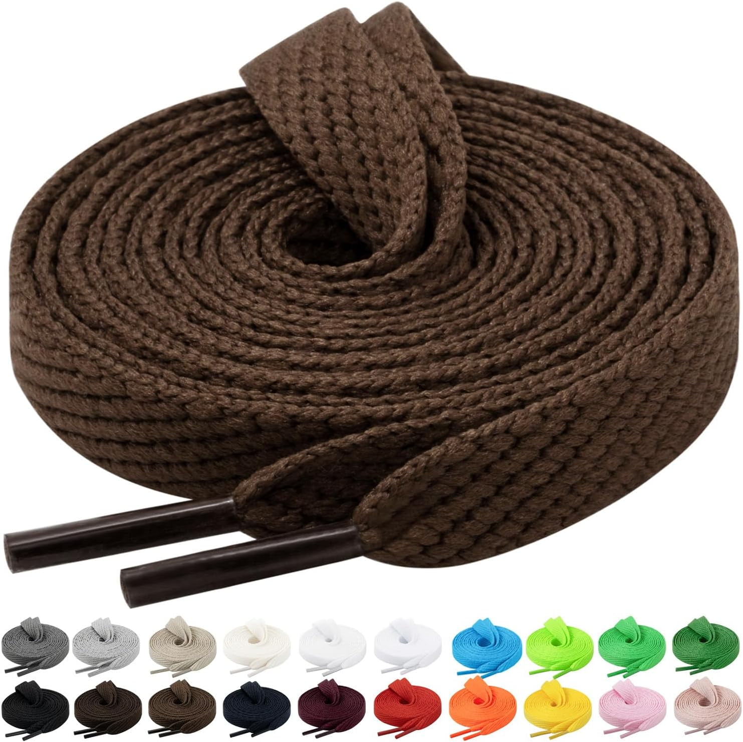 2 Pairs Flat Sneaker Shoe Laces 2/5" in 20 Colors, Wide Shoelaces for ...