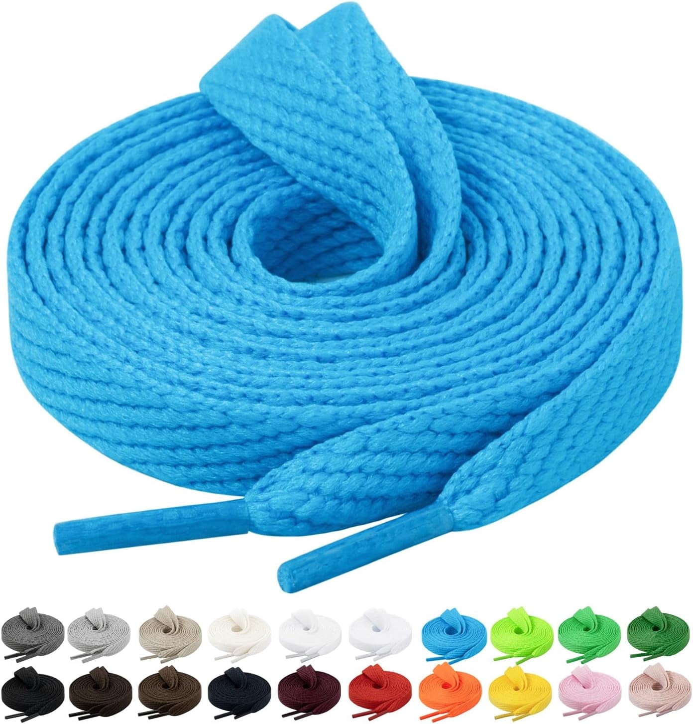 2 Pairs Flat Sneaker Shoe Laces 2/5" in 20 Colors, Wide Shoelaces for ...