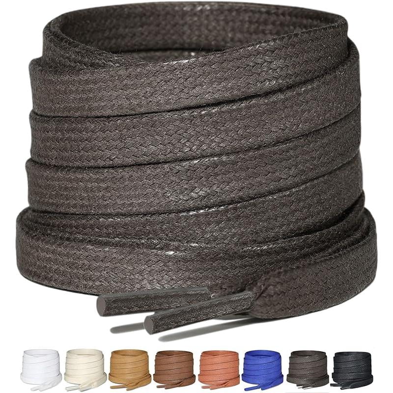 2 Pairs Flat Waxed Cotton Shoelaces, 1/4" Wide Laces for Boots & Casual ...