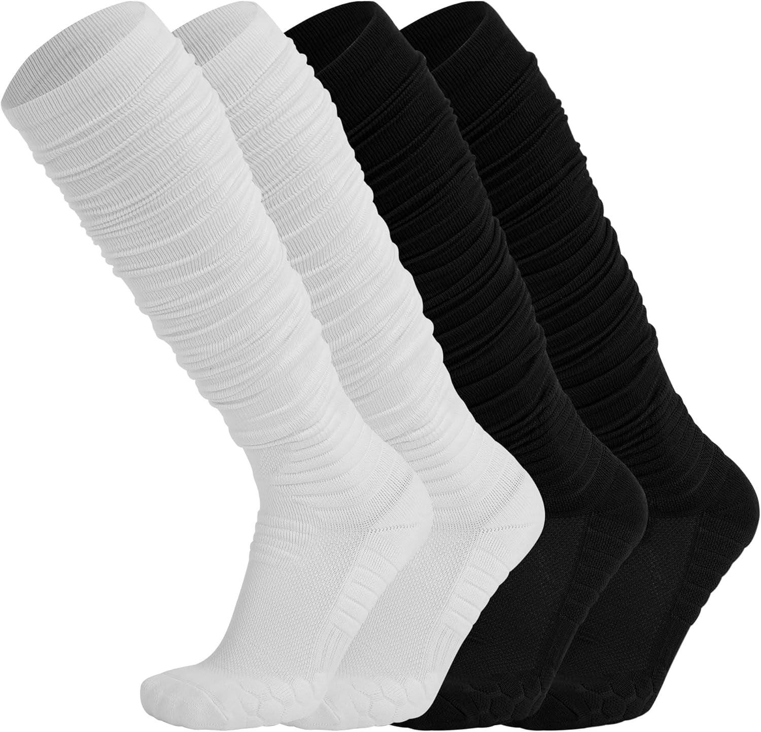 2 Pairs Football Socks Extra Long Padded Mens Youth Boys Soccer Socks ...