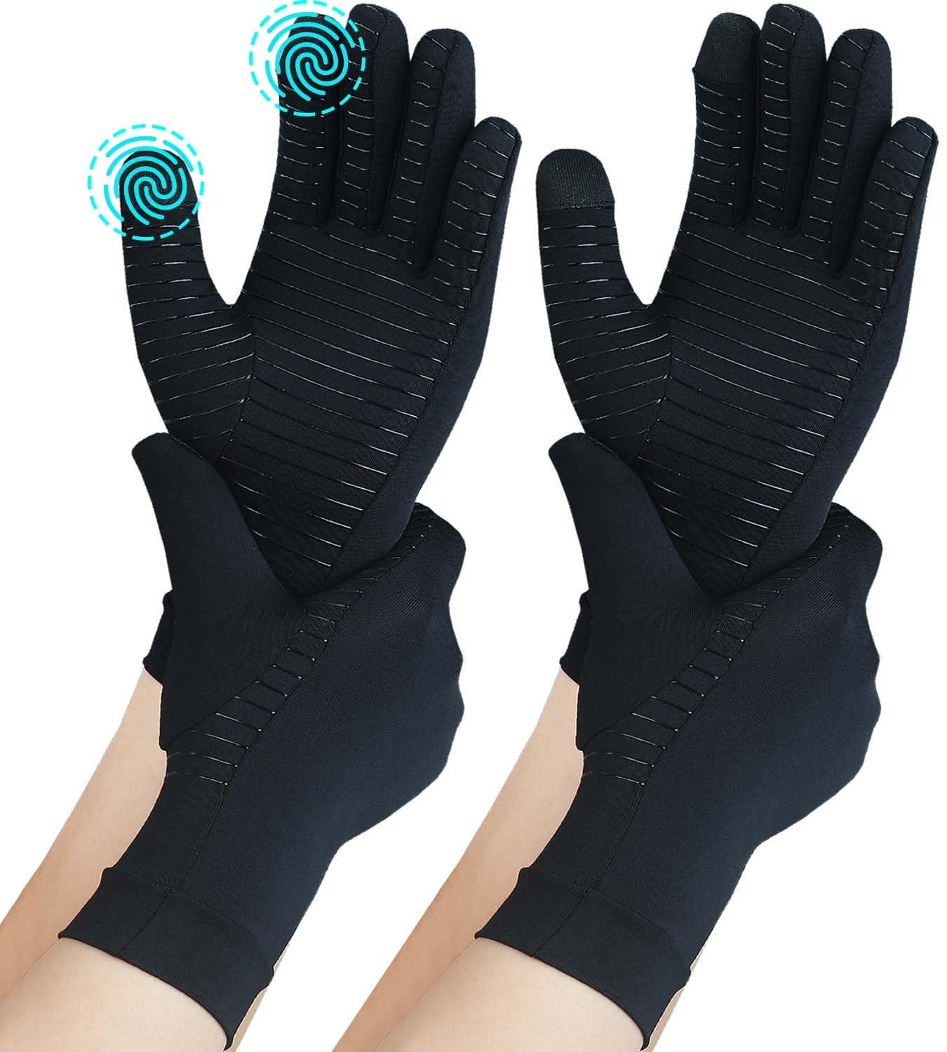 2 Pairs Full Finger Copper Arthritis Compression Gloves with ...