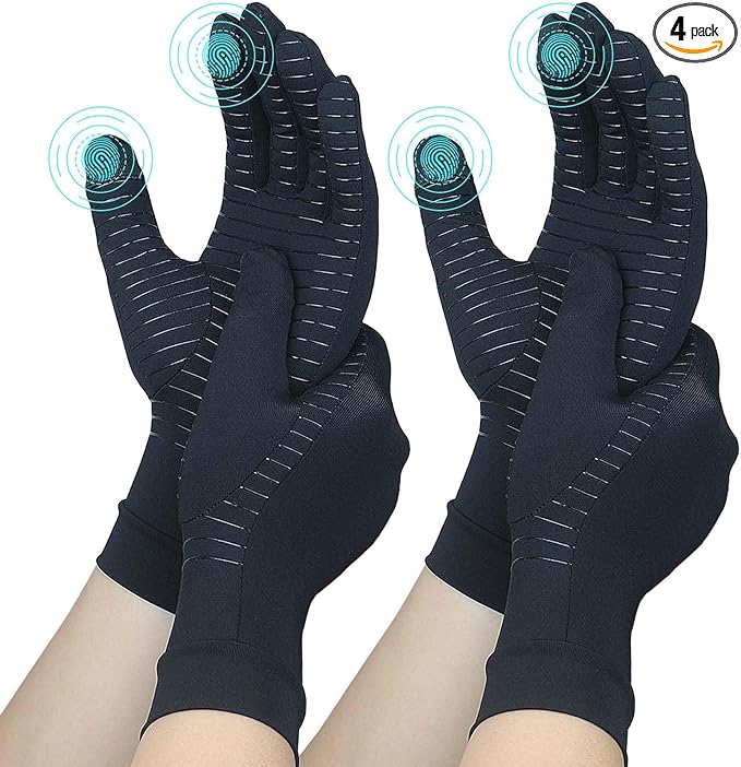 2 Pairs Full Finger Copper Arthritis Gloves with Touchscreen Tip ...