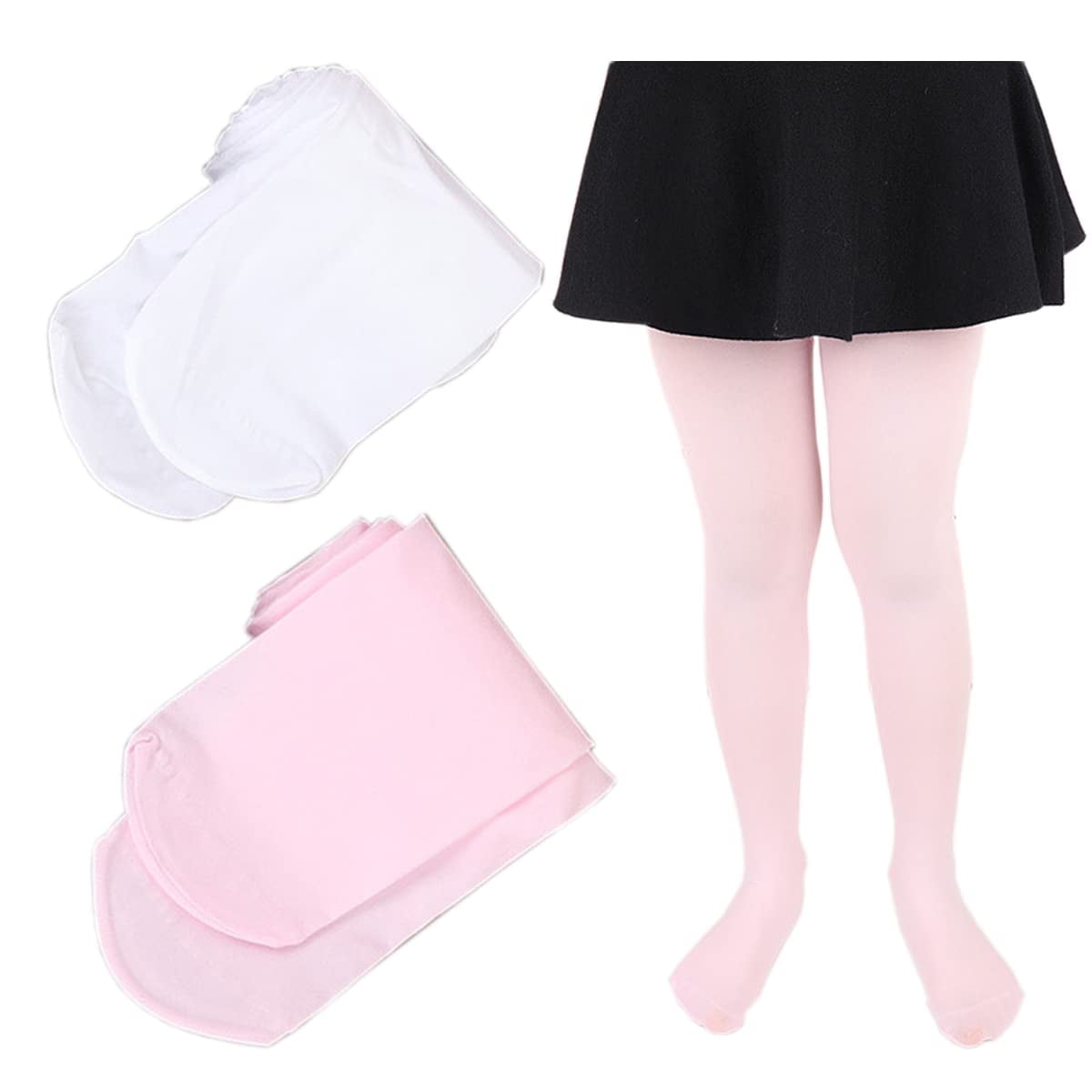 2 Pairs Girls Ballet Dance Footed Tight Ultra Soft School Students ...