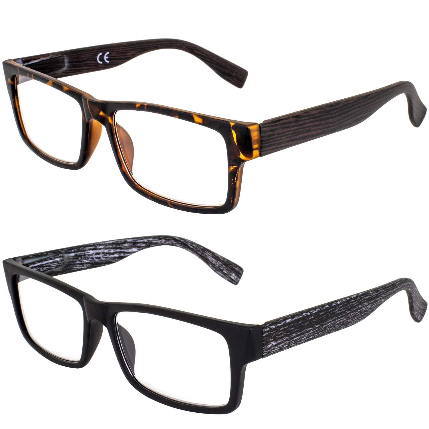 2 Pairs of Global Vision Wood Premium Reader Glasses Polycarbonate ...