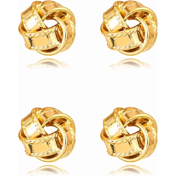 2 Pairs Gold Knot Stud Earrings for Women Dainty Fashion 14K Gold ...