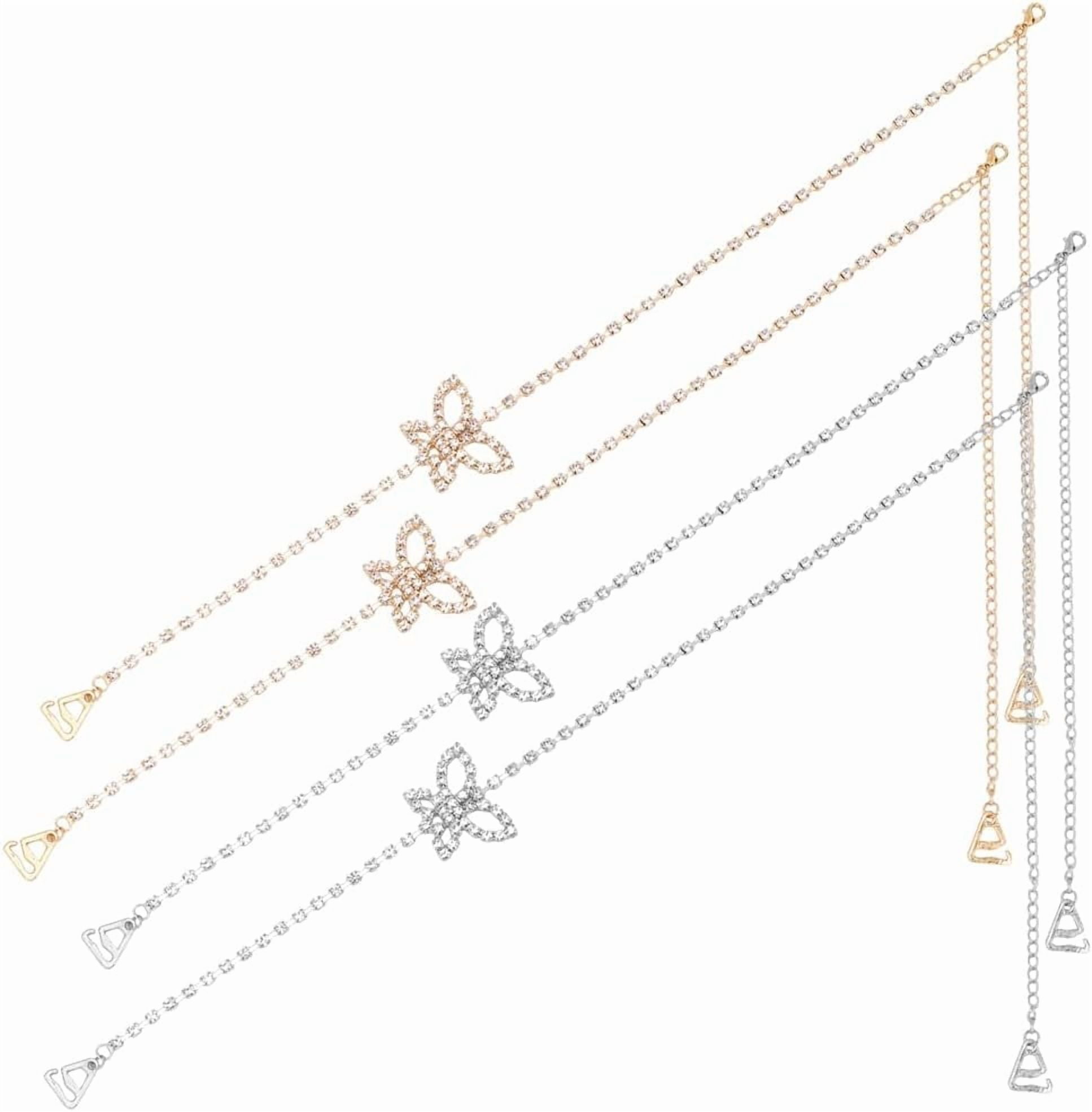 2 Pairs Gold Silver Rhinestone Bra Straps Summer Butterfly Replacement ...
