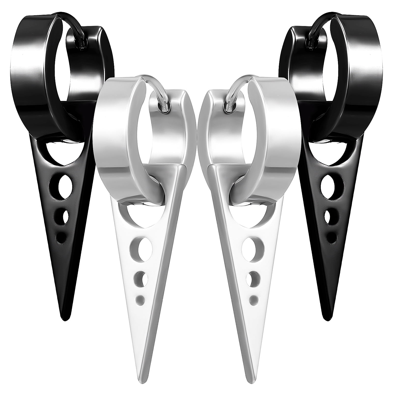 2 Pairs Guy Earrings for Men Piercing Charm Rock and Roll Stainless ...