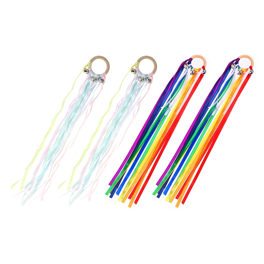 2 Pairs Gymnastics Ribbon Ring Dance Streamer Rhythmic Ribbons Biker ...