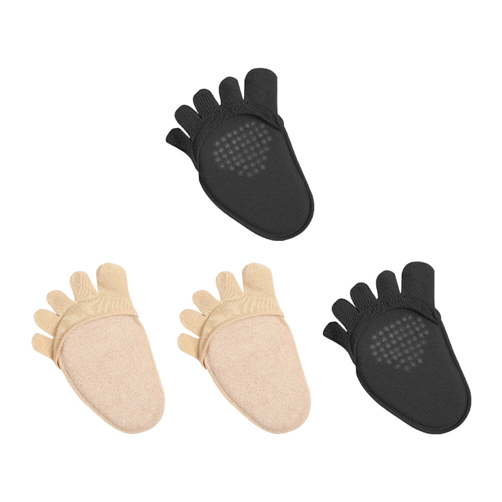 2 Pairs Half Soles Toe Socks Foot Cushion High Heel Finger Five Palm ...