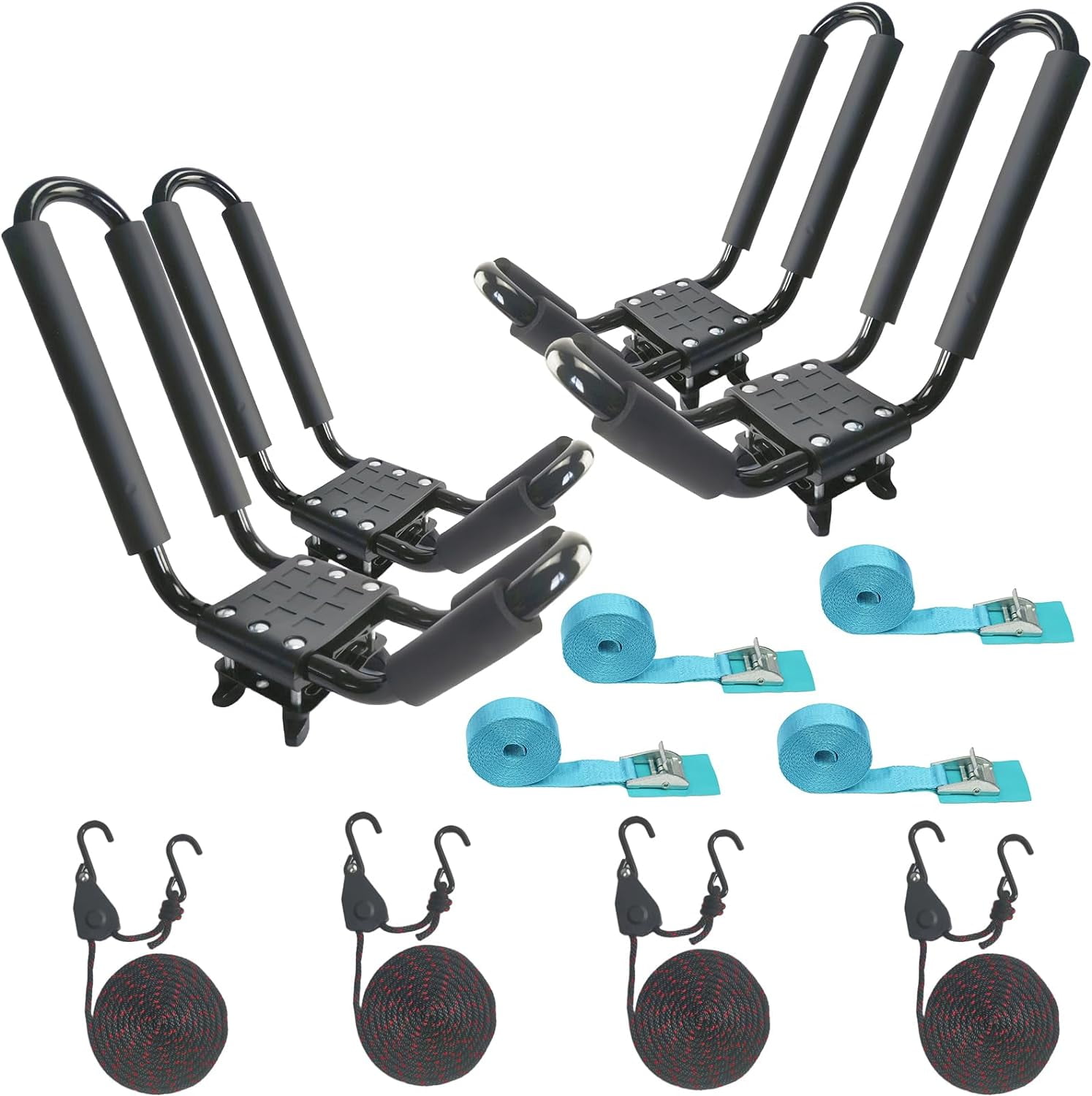 2 Pairs Heavy Duty Kayak Rack-Includes 4 Pcs Ratchet Tie-Mount on Car ...