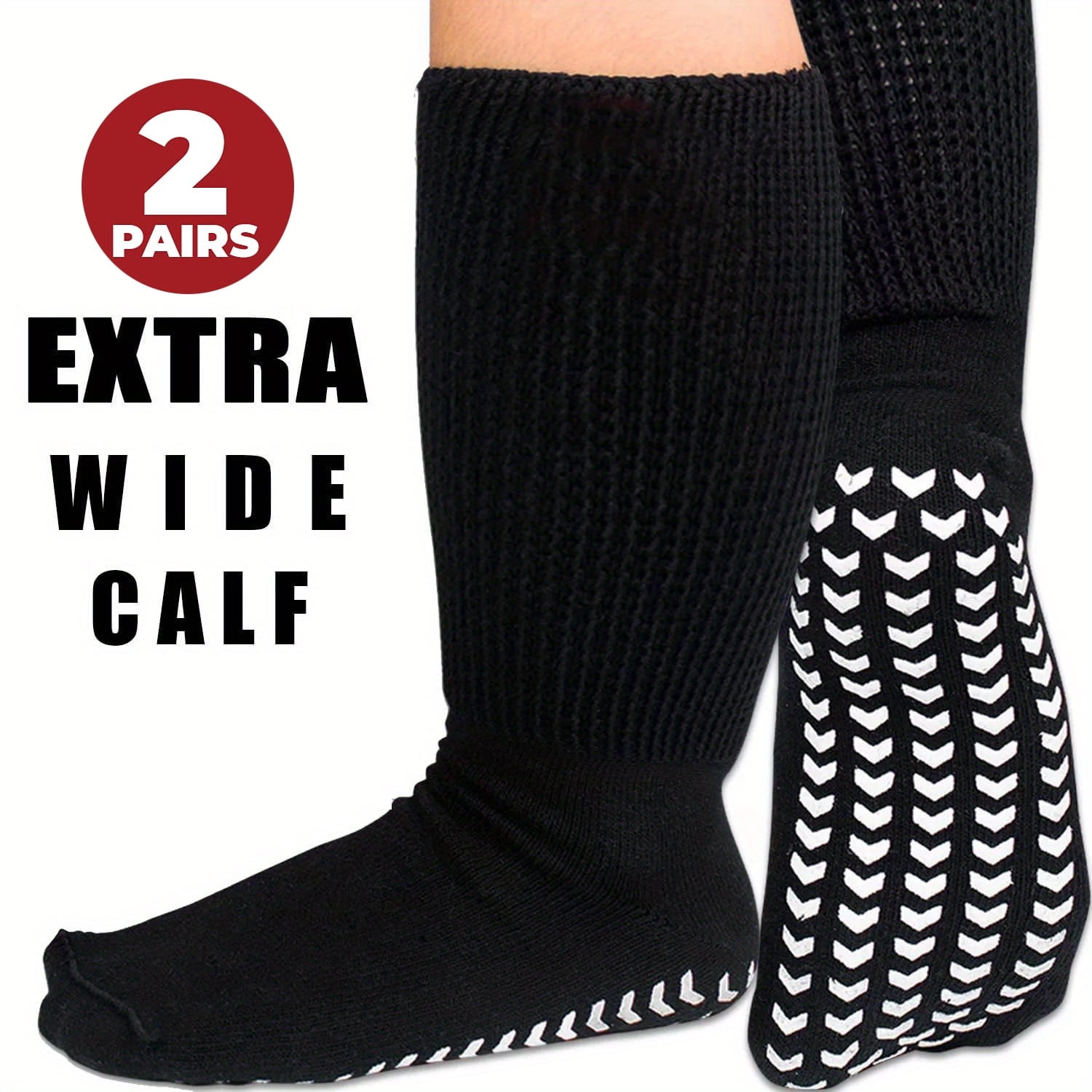 2 Pairs Hospital Socks for Men with Grips, Non Slip Socks for Men ...