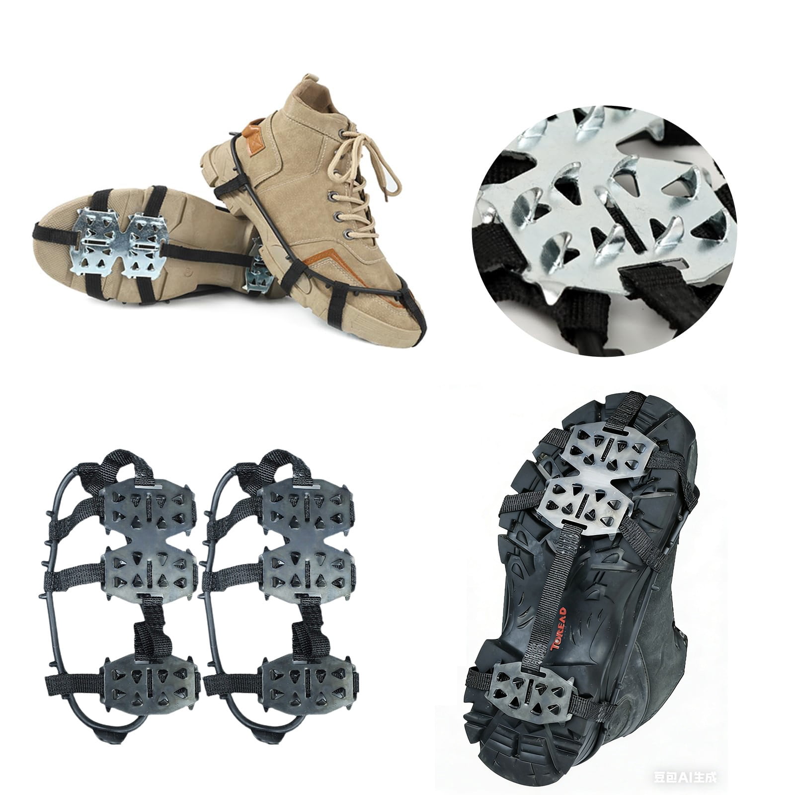 2 Pairs Ice Cleats for Shoes and Boots, Universal Micro Shoe Spikes for ...