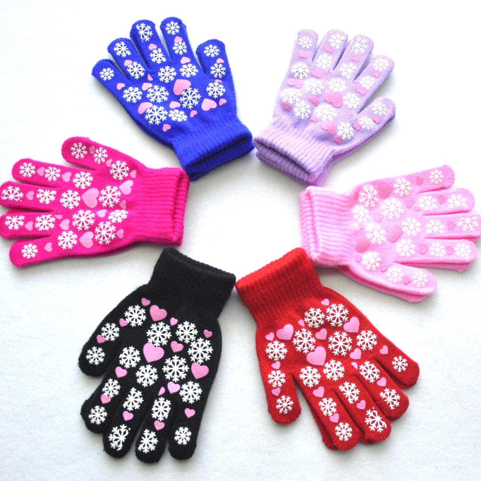 2 Pairs Kids Winter Warm Gloves Toddler Full Finger Winter Gloves Knit ...