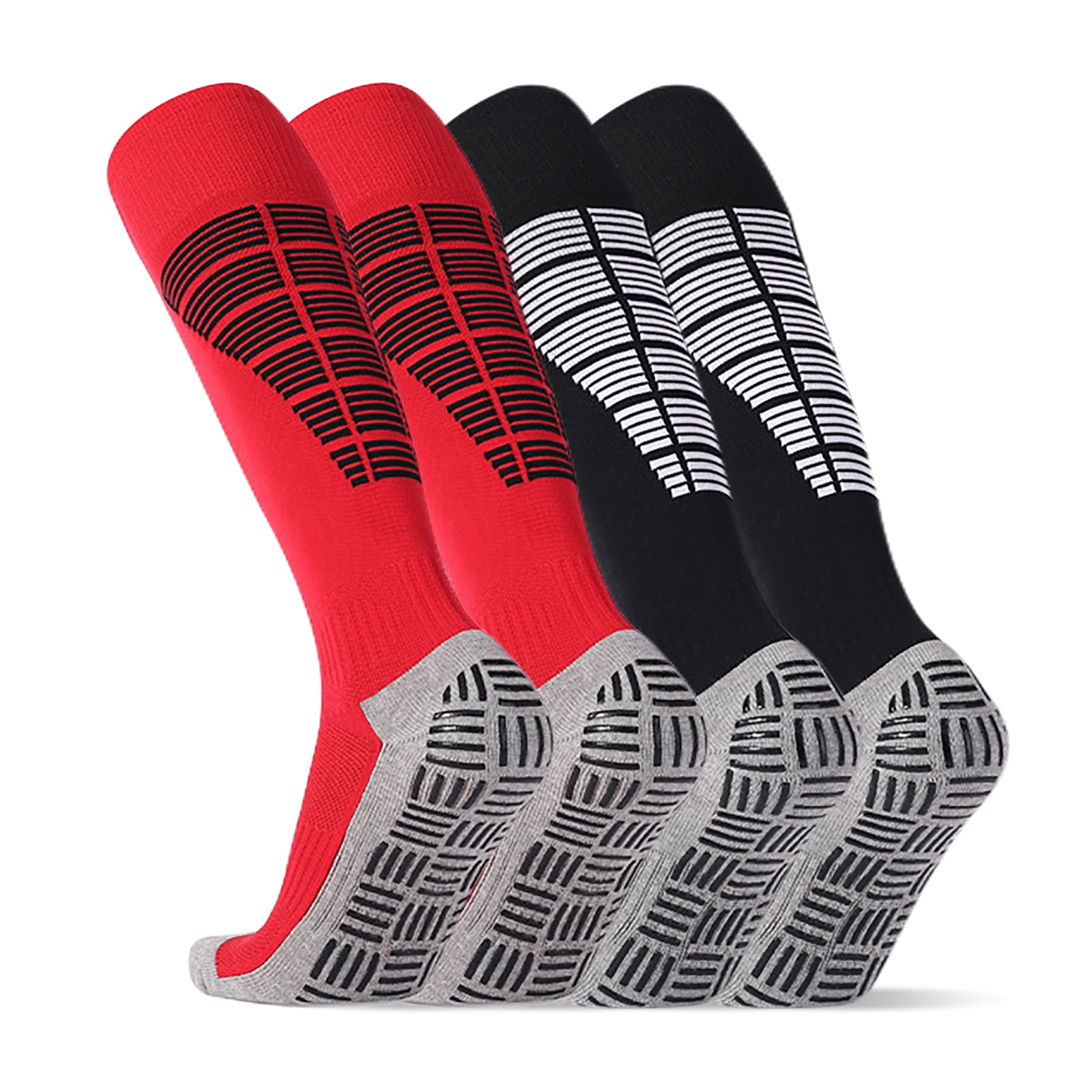 2 Pairs Knee High Grip Football Socks Thicken Soccer Socks Athletic For ...